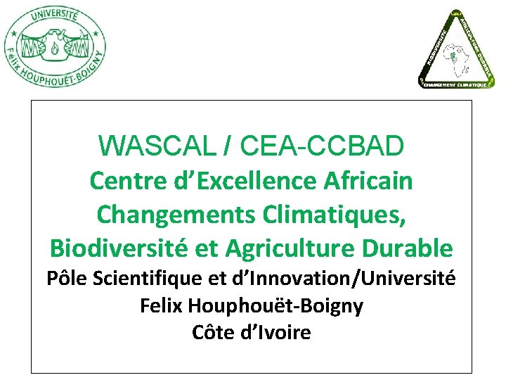 WASCAL CEACCBAD Centre dExcellence Africain Changements Climatiques Biodiversit