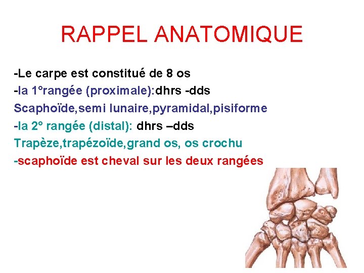 FRACTURES DU SCAPHODE CARPIEN A MENADI UNIVERSITE BADJI