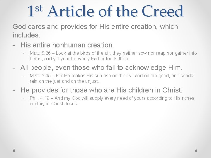 The Apostles Creed First Article Part 2 Review