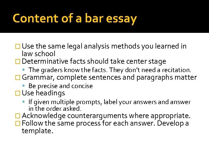 EARLY BAR PREP Why do this now And