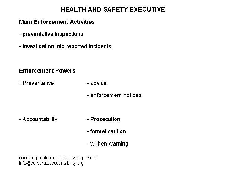 Law Enforcement and Corporate Accountability Setting the Scene