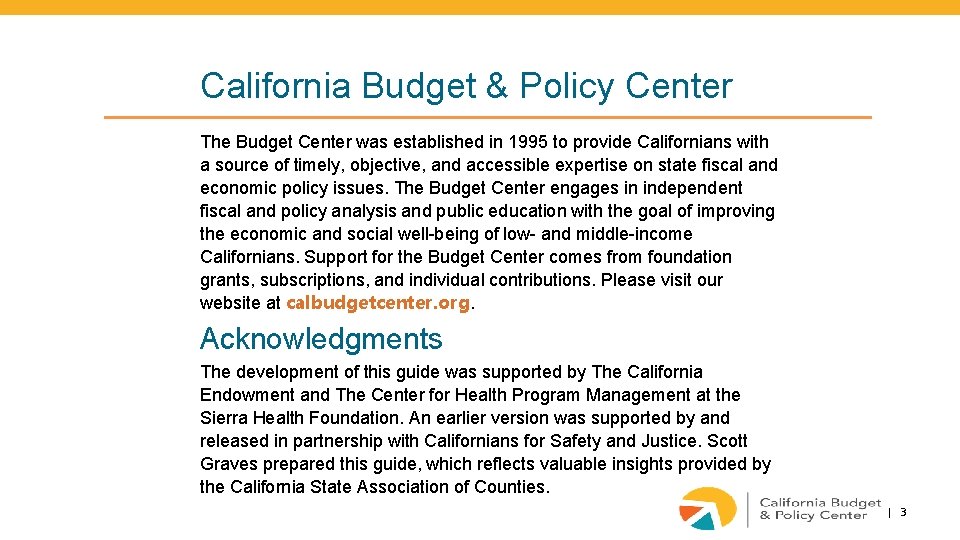FOLLOW THE MONEY A webinar Understanding California County