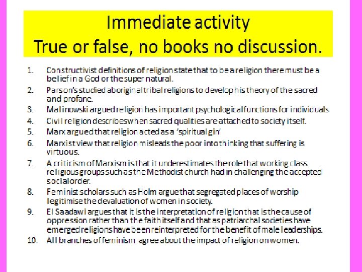 Timed ten mark question Outline and explain two