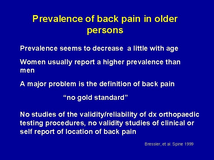 BACK PAIN AND LUMBAR STENOSIS IN OLDER ADULTS