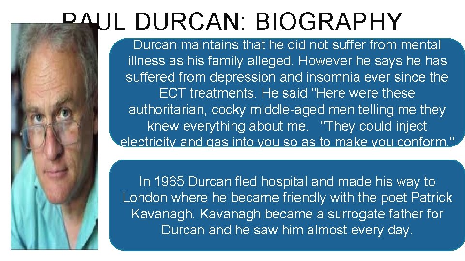 PAUL DURCAN 5 th Year Poetry Born in