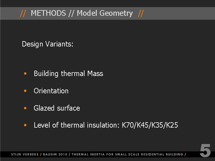 THERMAL INERTIA FOR SMALL SCALE RESIDENTIAL BUILDING STIJN