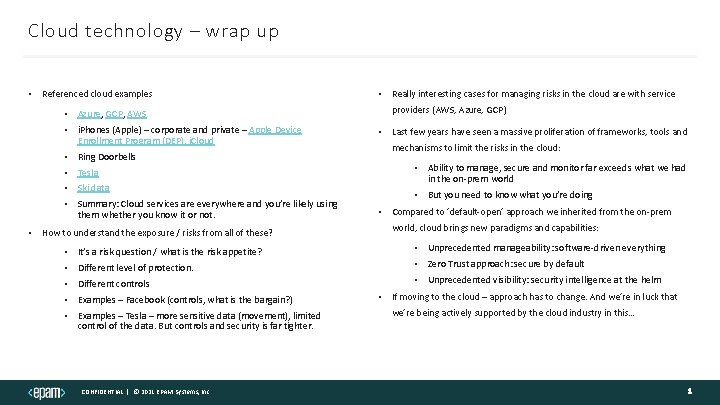 Cloud technology wrap up Referenced cloud examples Azure