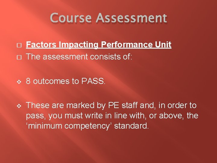 HIGHER PHYSICAL EDUCATION Course Outline 201718 Course Breakdown
