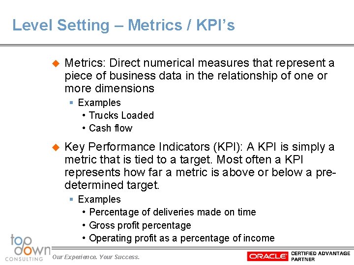 Effective Use of Dashboards and KPIs Presented by