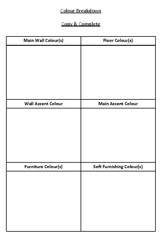 Colour Breakdown Copy Complete Main Wall Colours Floor