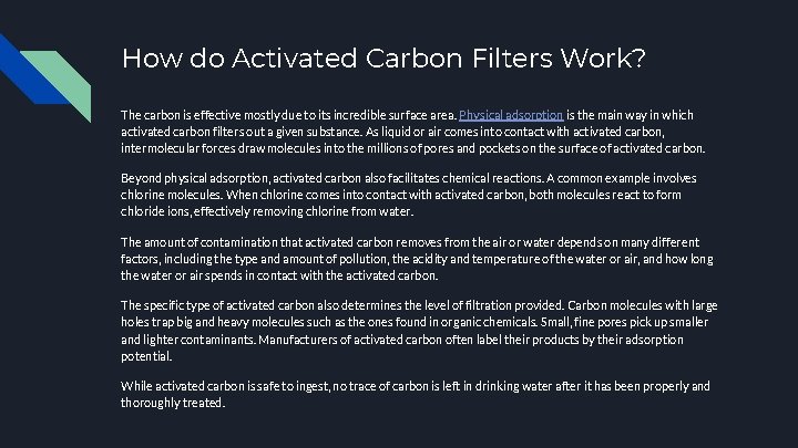 Which Filtration Material Leads to the Best Drinking