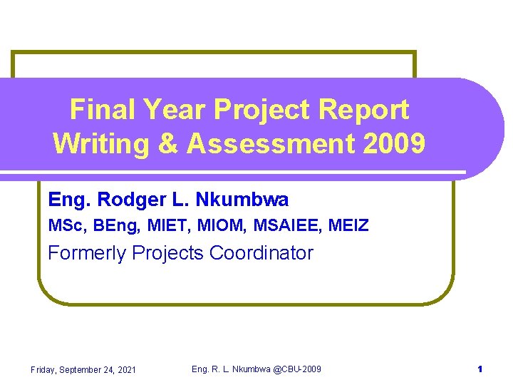 Final Year Project Report Writing Assessment 2009 Eng