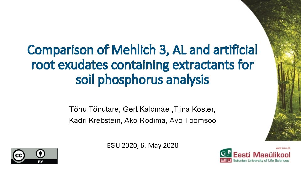 Comparison of Mehlich 3 AL and artificial root