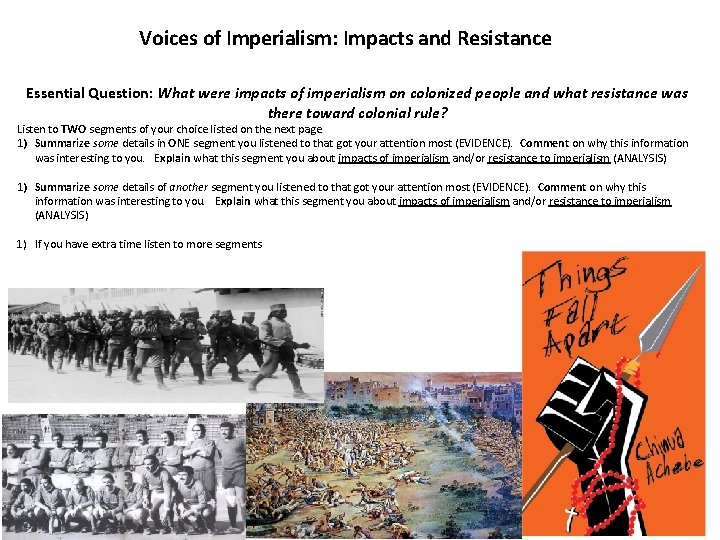 Voices of Imperialism Impacts and Resistance Essential Question