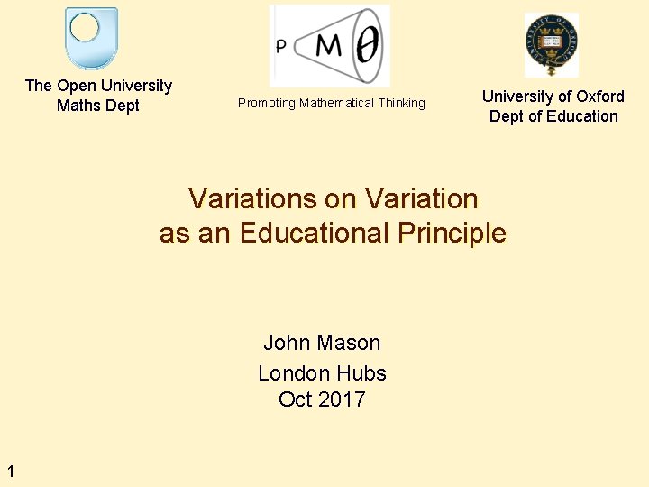 The Open University Maths Dept Promoting Mathematical Thinking