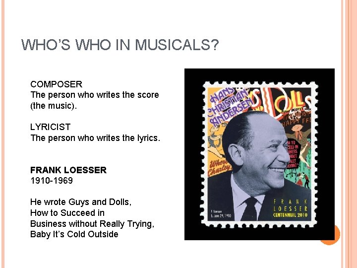 ORIGINS Factors leading to the birth of Musical