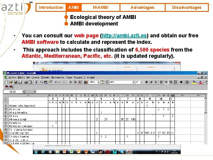 Ecological indices based on macrobenthos the case of