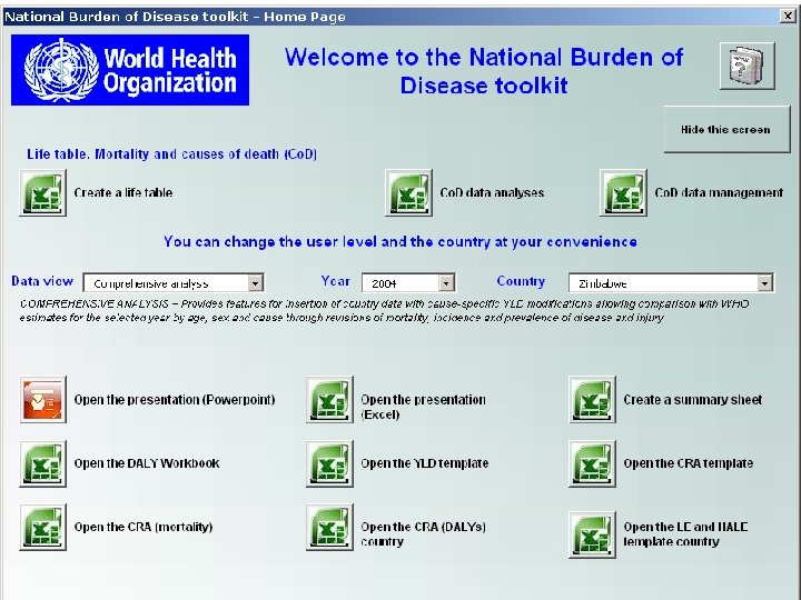 Overview of WHO work on GBD and summary