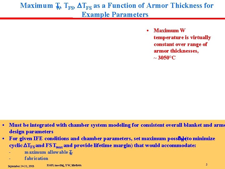 Armor Configuration Thermal Analysis 1 Parametric analysis in