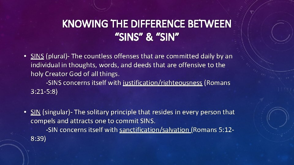 KNOWING THE DIFFERENCE BETWEEN SINS SIN SINS plural