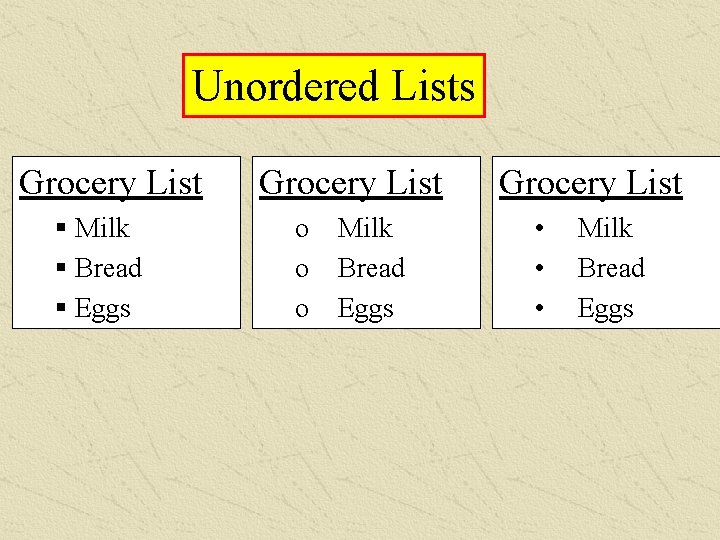 Web Pages Creating Maintaining Lists Grocery List Milk