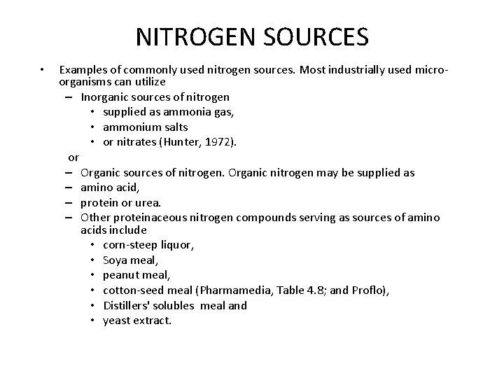 Basic components of a growth medium The basic