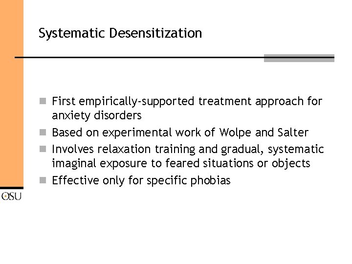 Anxiety Disorders Treatment Chapter 4 Treatment Biological Approaches