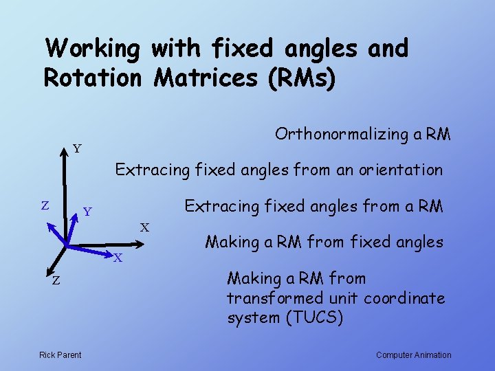 Computer Animation Algorithms and Techniques Technical Background Display