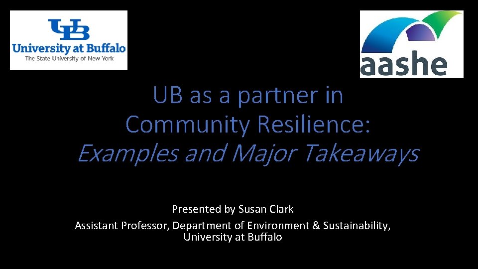 UB as a partner in Community Resilience Examples