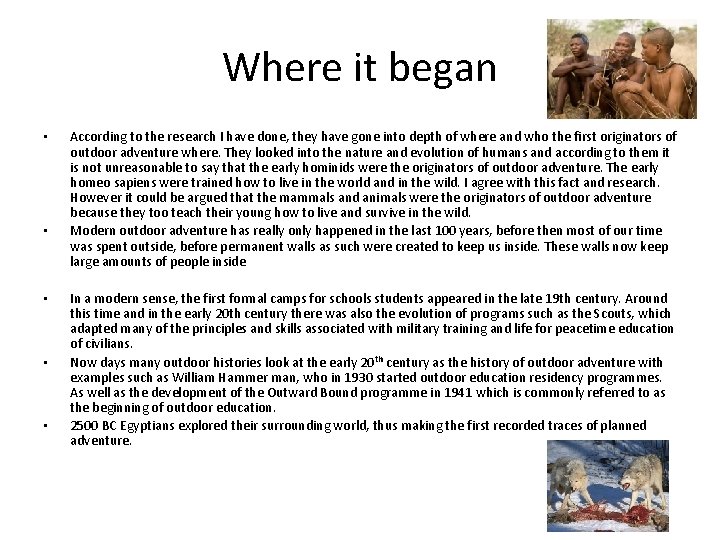 The history of Outdoor Adventure By Callum van