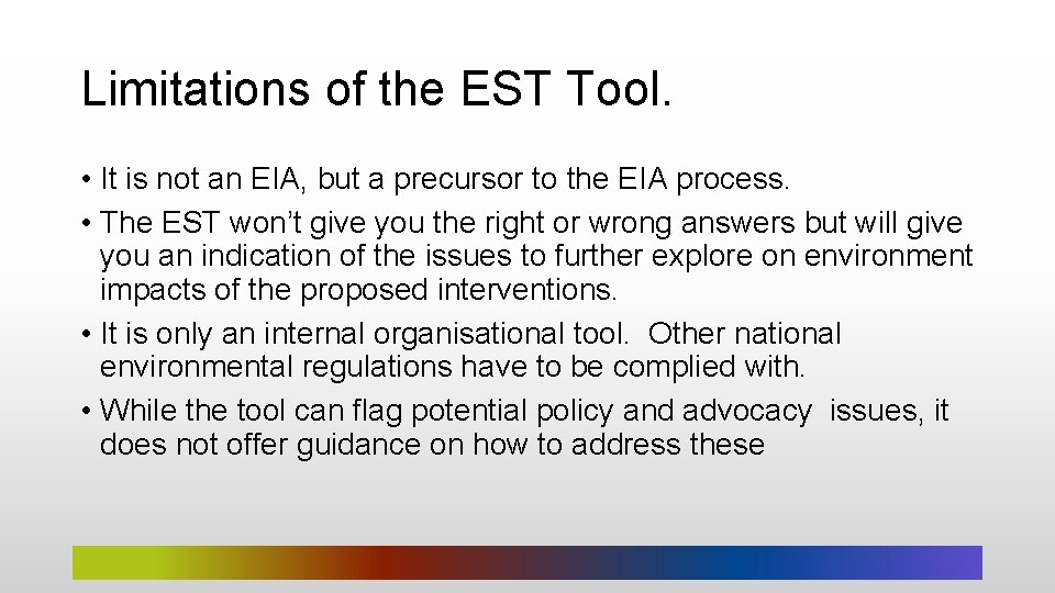 Environmental Stewardship Tool Training Objectives By the end