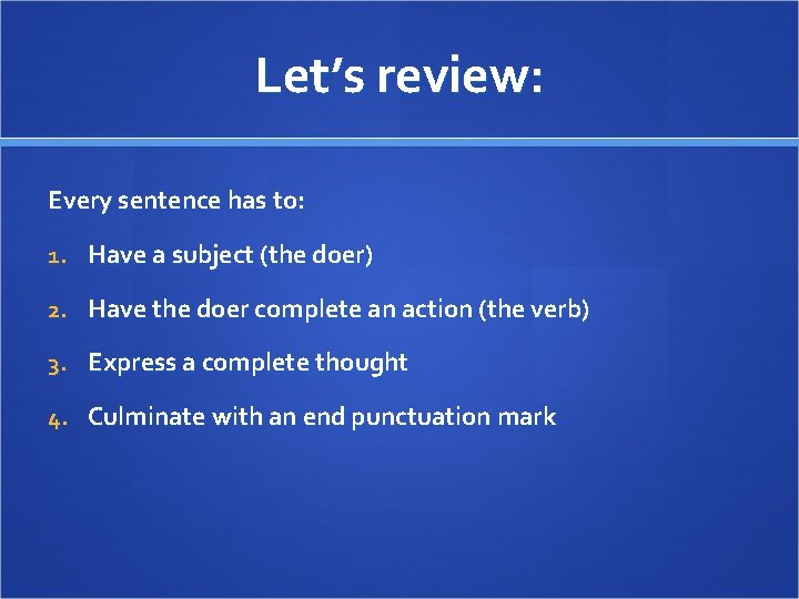 Grammar Review and Extension Subjects Verbs and The