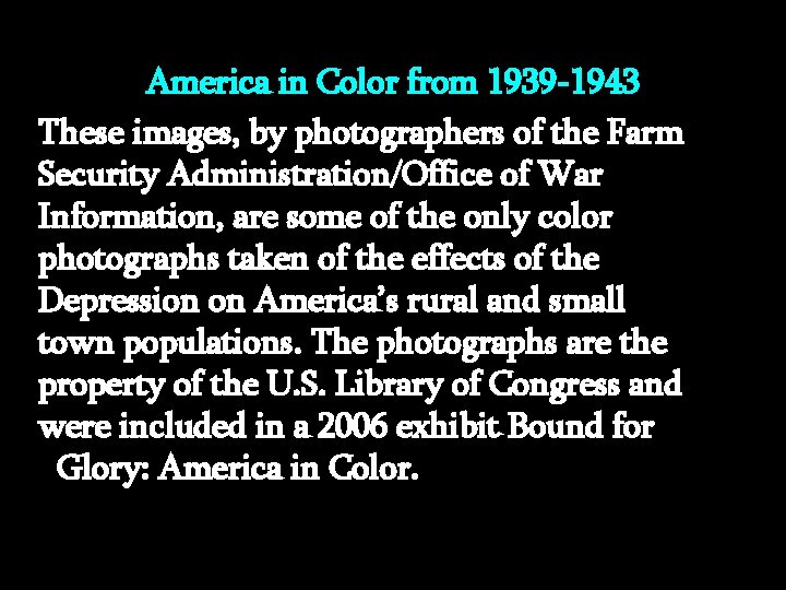 America in Color from 1939 1943 Manual advance