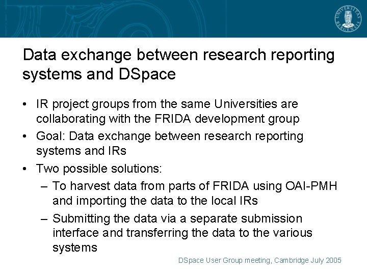 Data exchange between national Norwegian research reporting systems