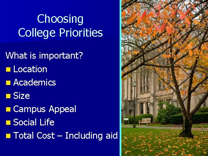 COLLEGE NIGHT PRESENTATION FOR JUNIOR PARENTS MARCH 27