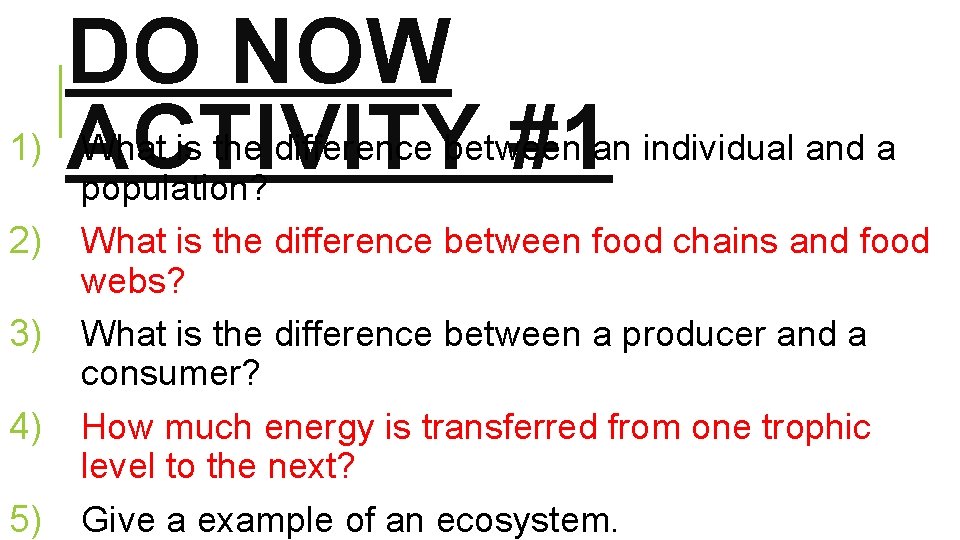 DO NOW 1 ACTIVITY What is the difference