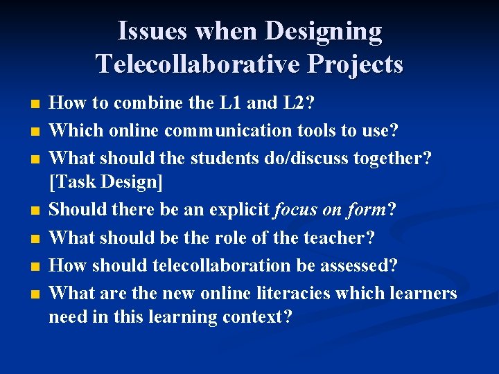 A Concrete Example of Blended Learning in VOLL