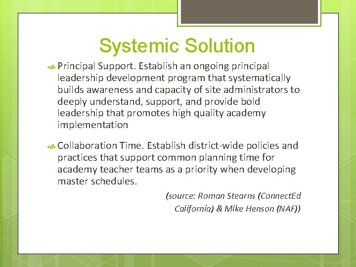 District System of Support A systems approach to