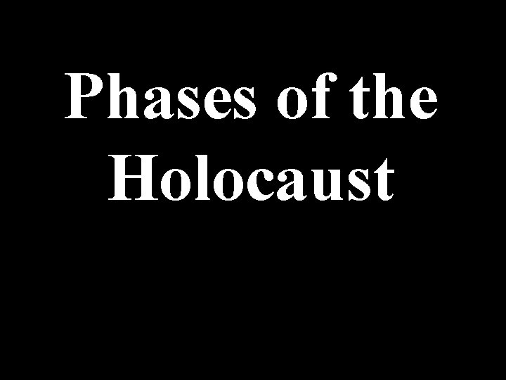 Phases of the Holocaust Boycott 1933 Hitler announced