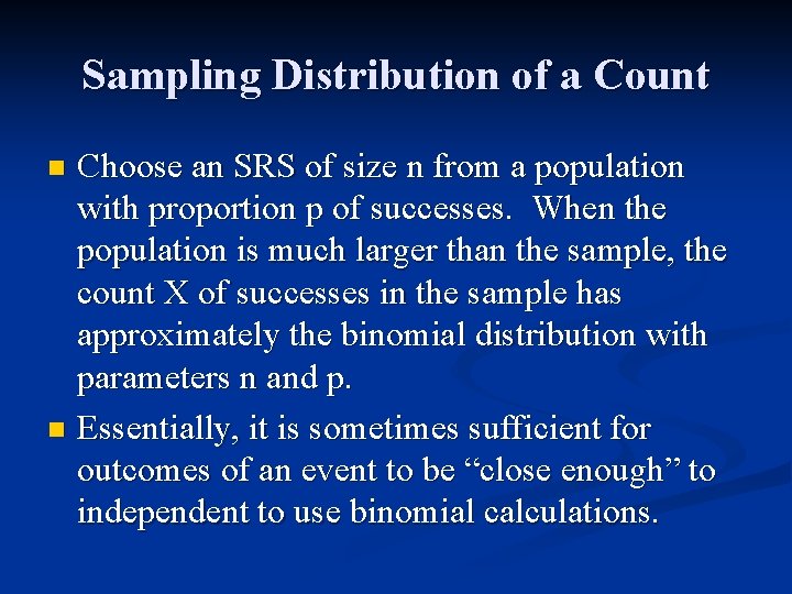 Binomial Distributions Section 8 1 The 4 Commandments