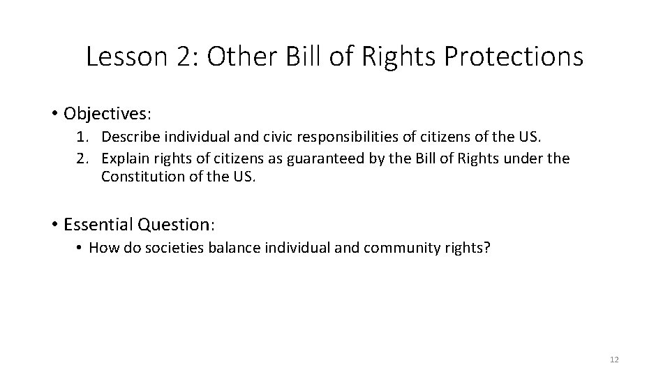 Chapter 4 The Bill Of Rights 1 Lesson