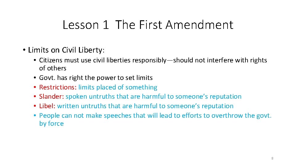 Chapter 4 The Bill Of Rights 1 Lesson