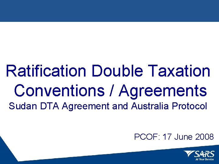Ratification Double Taxation Conventions Agreements Sudan DTA Agreement