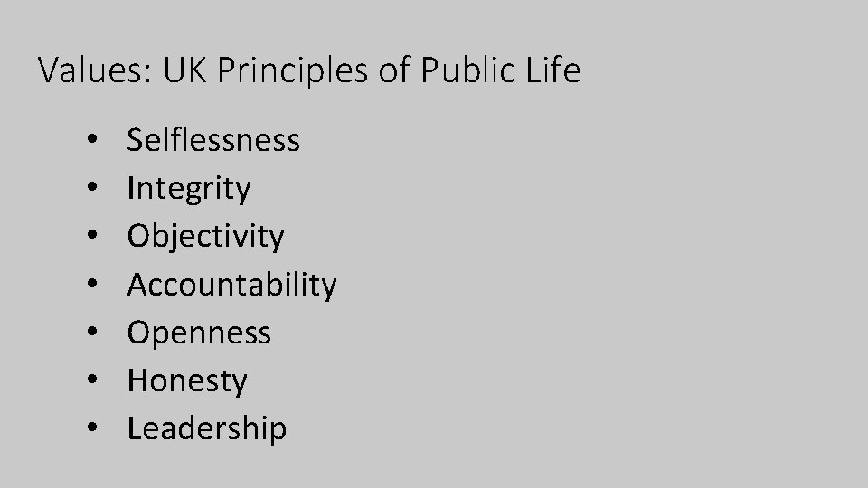 Global Trends in Legislative Ethics Presentation to Members