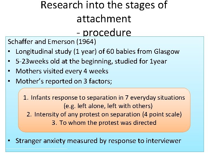 Stages of attachment Shaffer and Emerson 1964 How