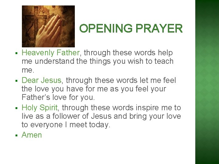 LETS GET STARTED Please be seated and listen