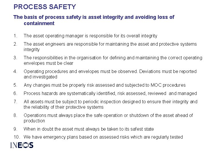 20 Principles for Managing Behavioural Safety Process Safety