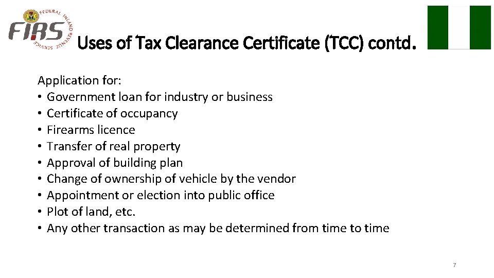 PRESENTATION ON REMOVING CONSTRAINTS TO OBTAINING TAX CLEARANCE
