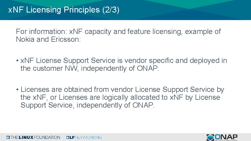 x NF licence management and ONAP Architecture Subcommittee