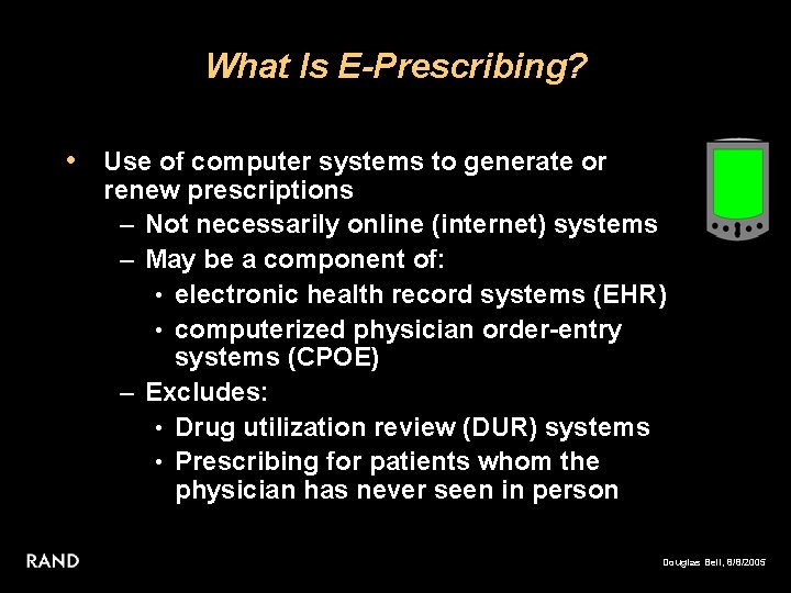 Electronic Prescribing Federal Standards and Expert Recommendations Paving